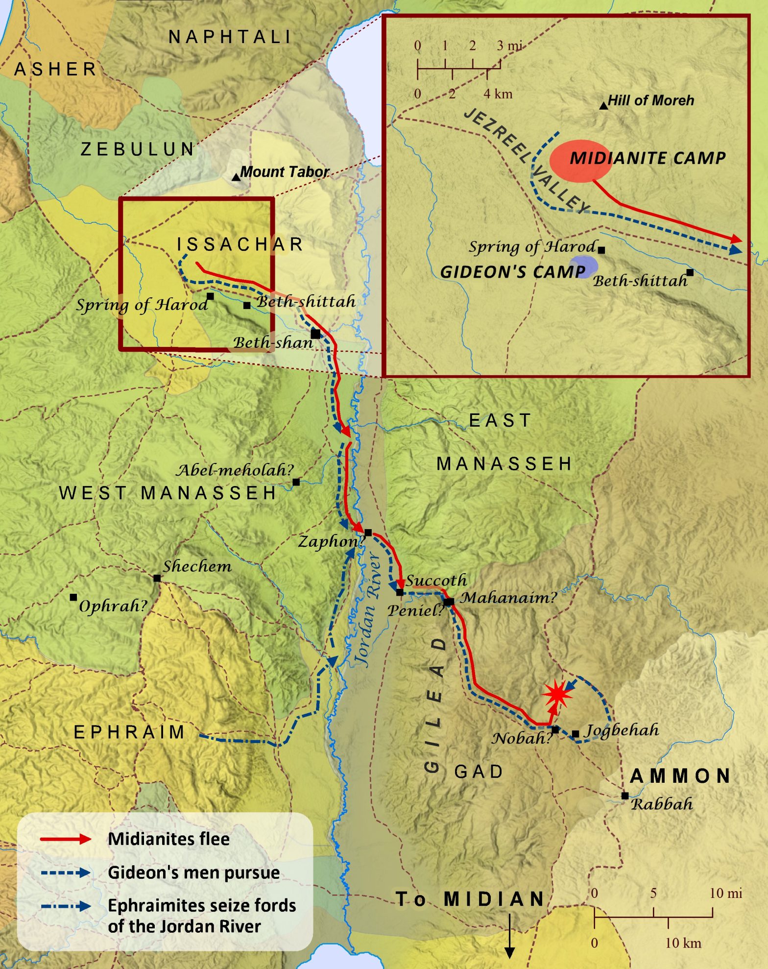 Gideon Defeats the Midianites – Bible Mapper Atlas