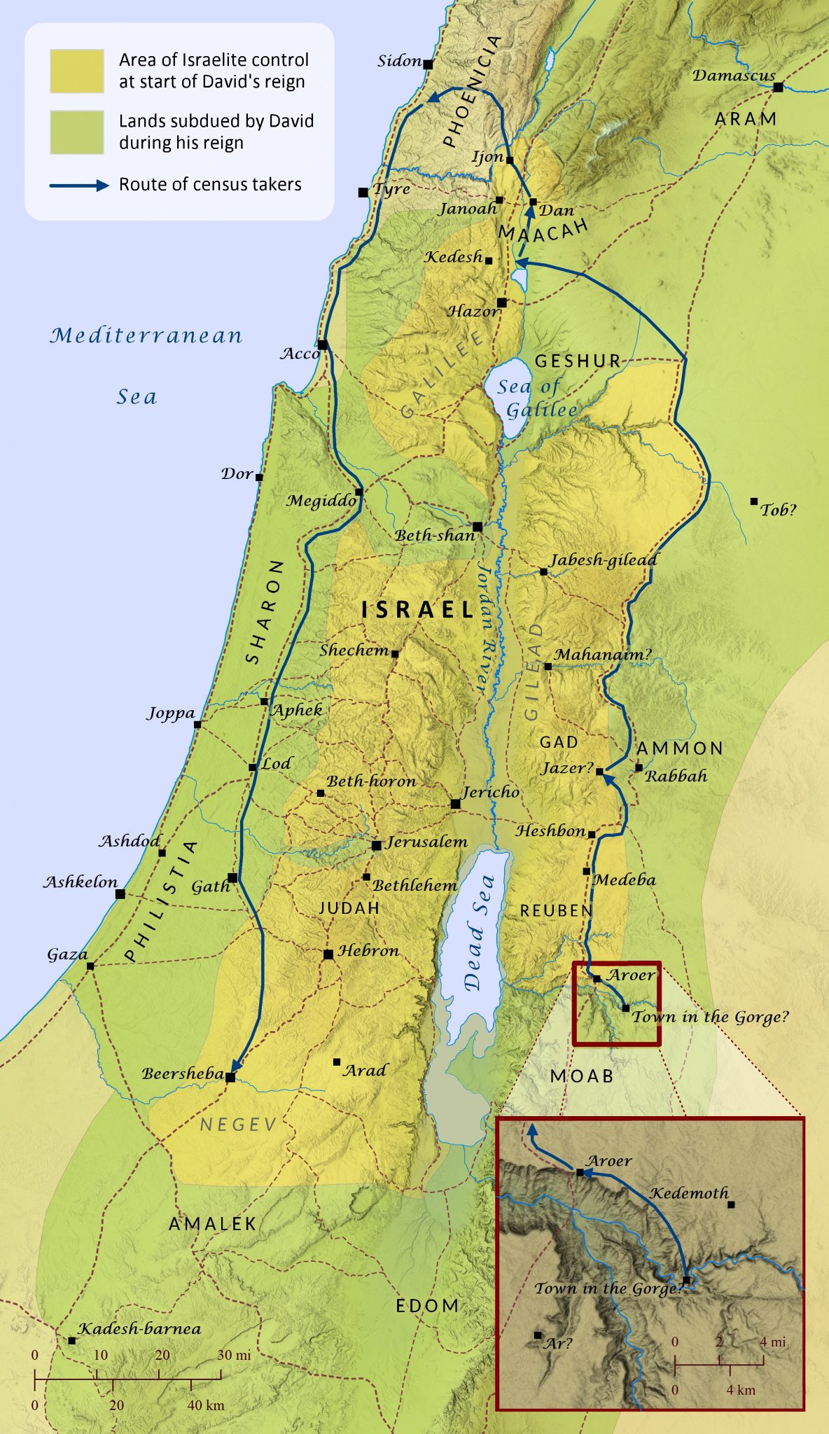 The Route of David’s Census Takers – Bible Mapper Atlas