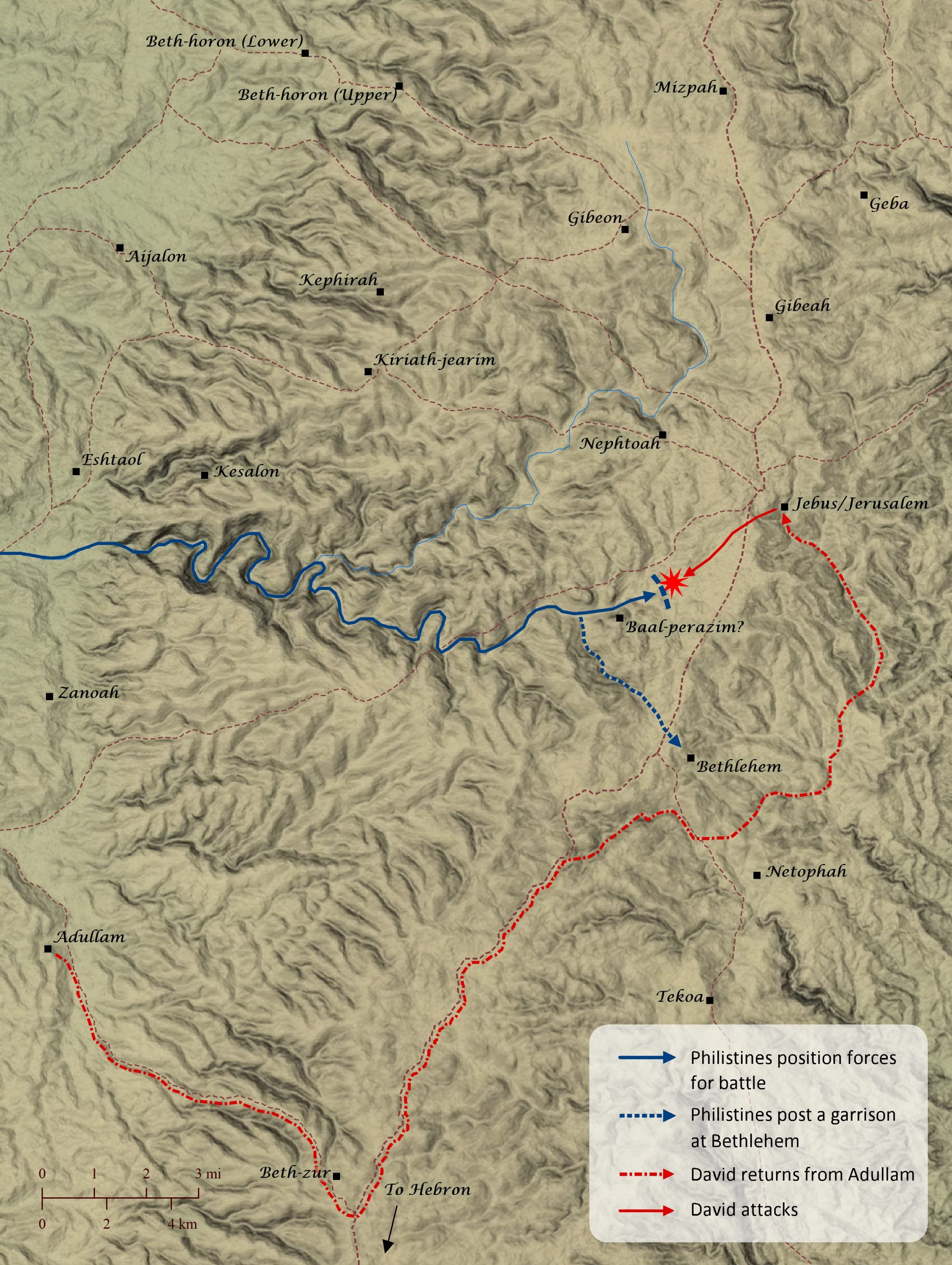 David Defeats the Philistines in the Valley of Rephaim – Bible Mapper Atlas