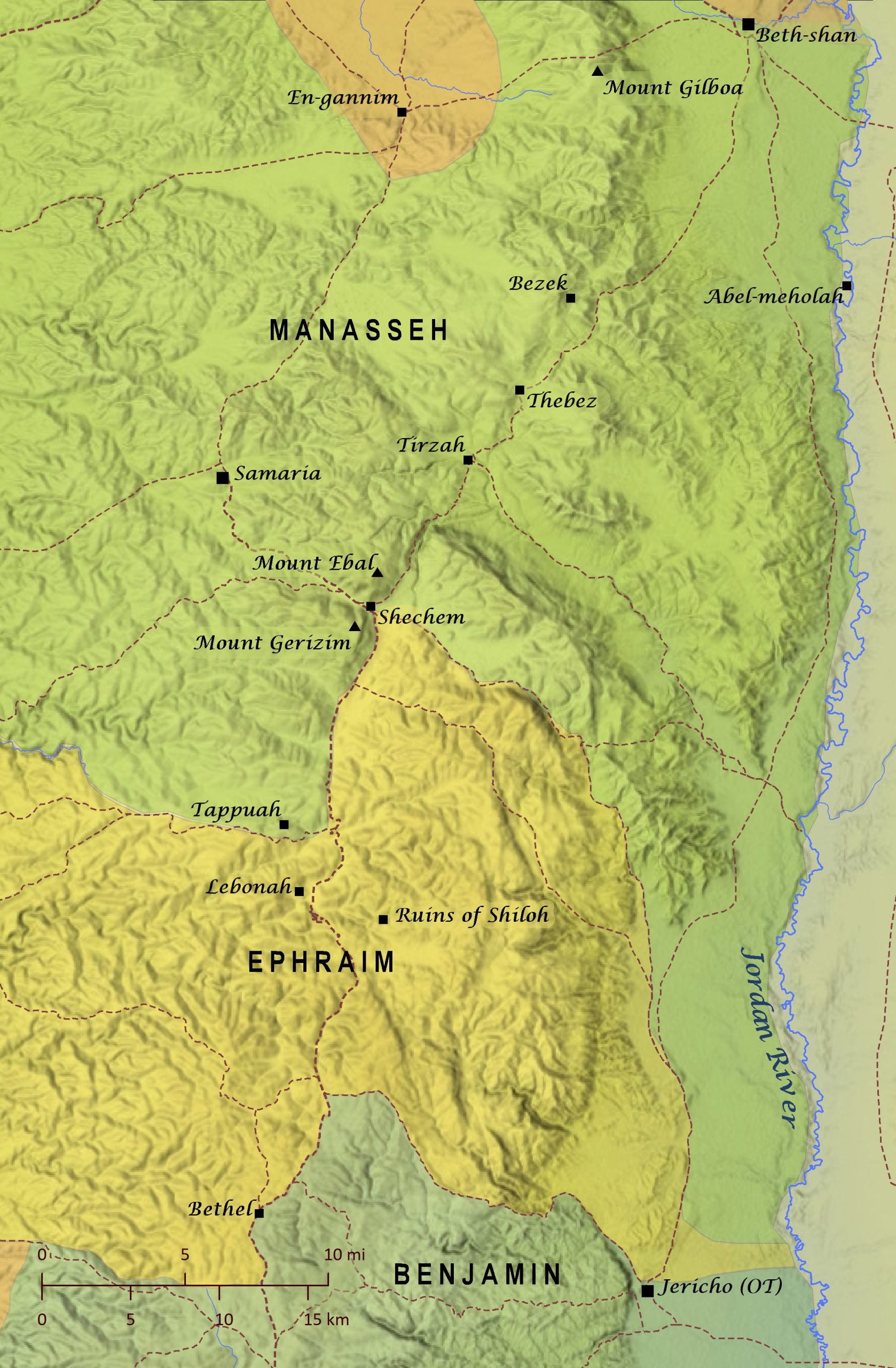 Shechem and the Hill Country of Samaria – Bible Mapper Atlas