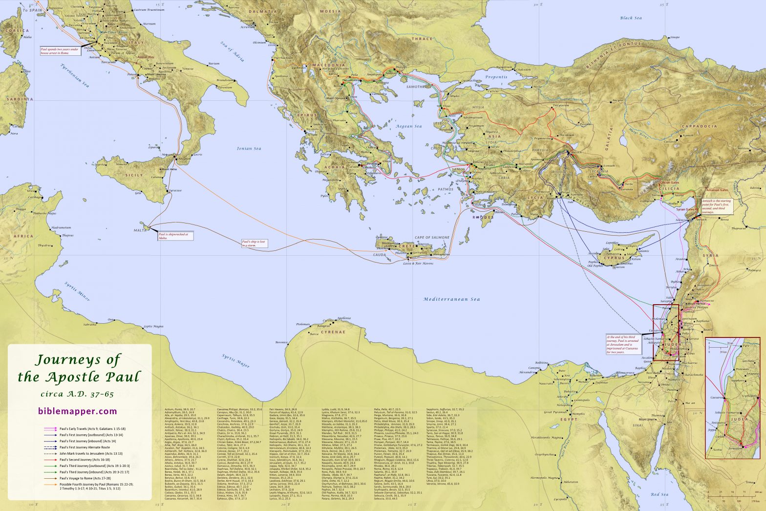Poster Map of Paul’s Travels – Bible Mapper Atlas