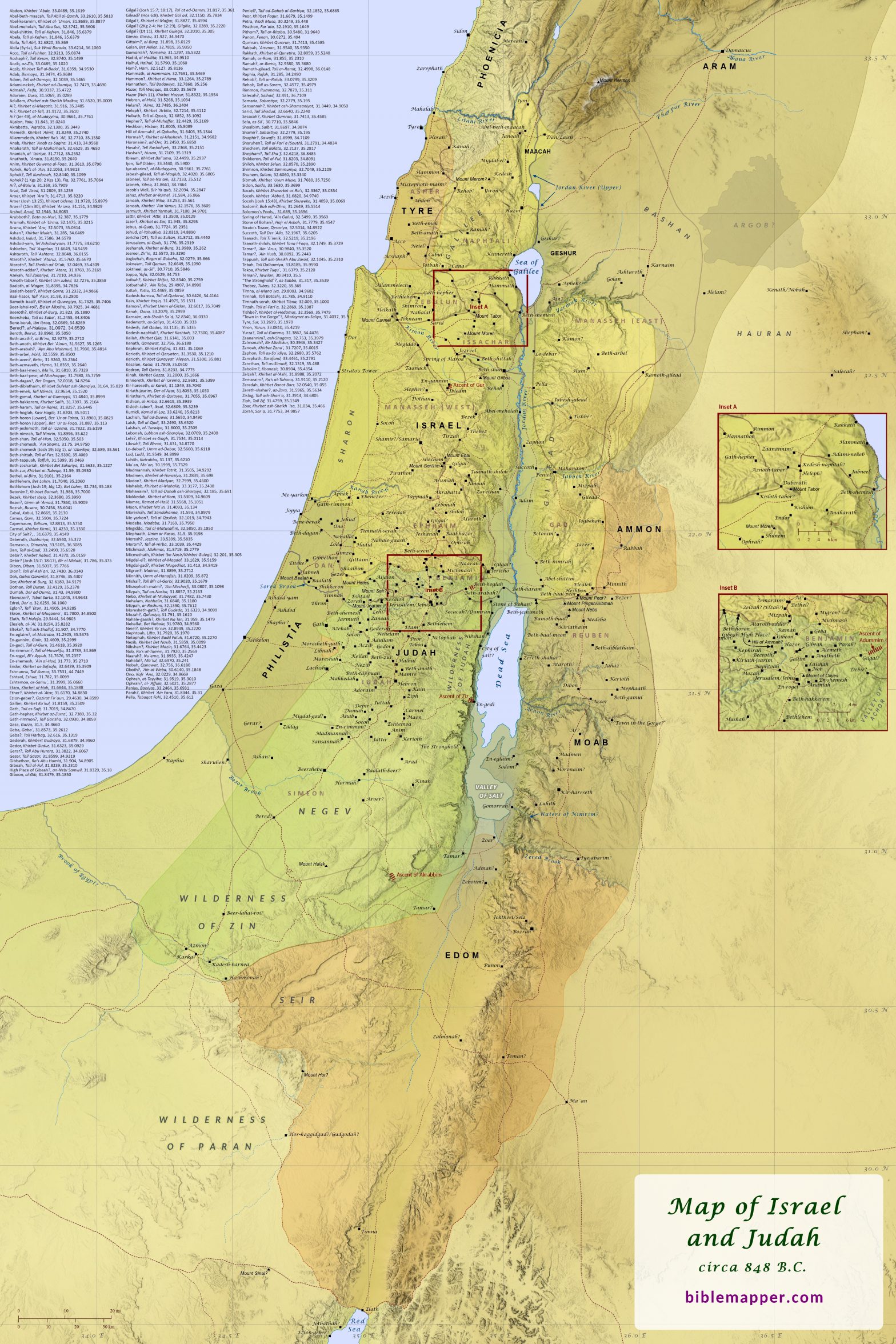 Poster Map of Israel and Judah – Bible Mapper Atlas