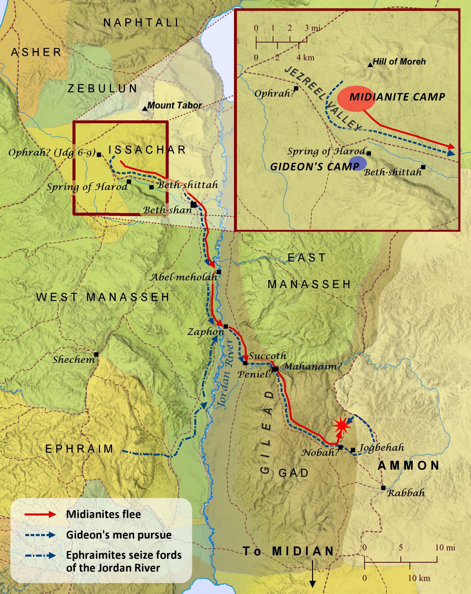 Gideon Defeats the Midianites – Bible Mapper Atlas
