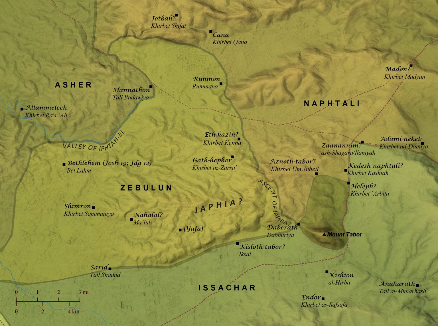 Mount Tabor and Its Surrounding Tribal Boundaries – Bible Mapper Atlas