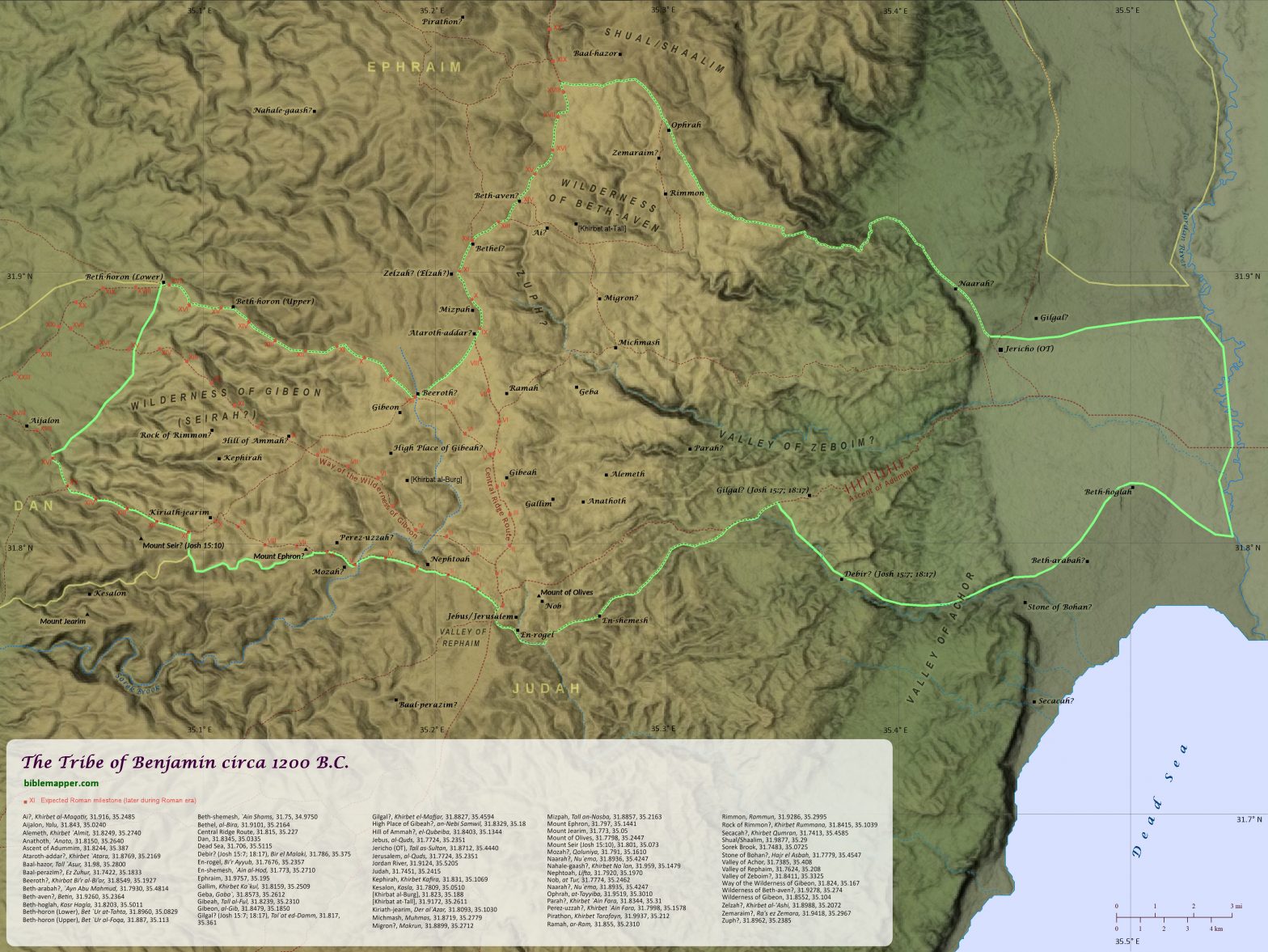 Poster Map of the Tribe of Benjamin circa 1200 B.C. – Bible Mapper Atlas