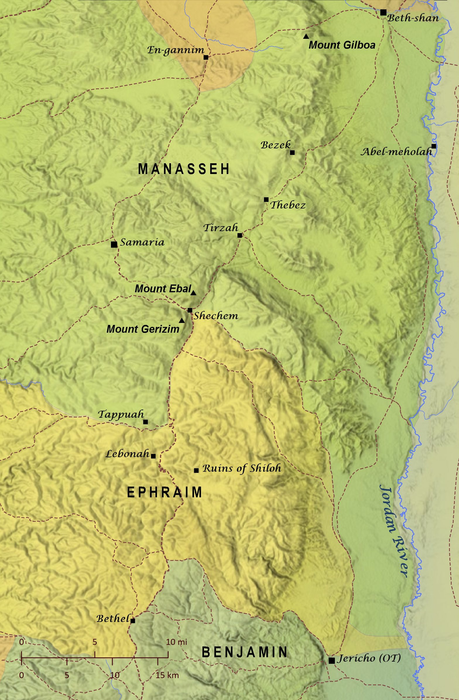 Shechem and the Hill Country of Samaria – Bible Mapper Atlas