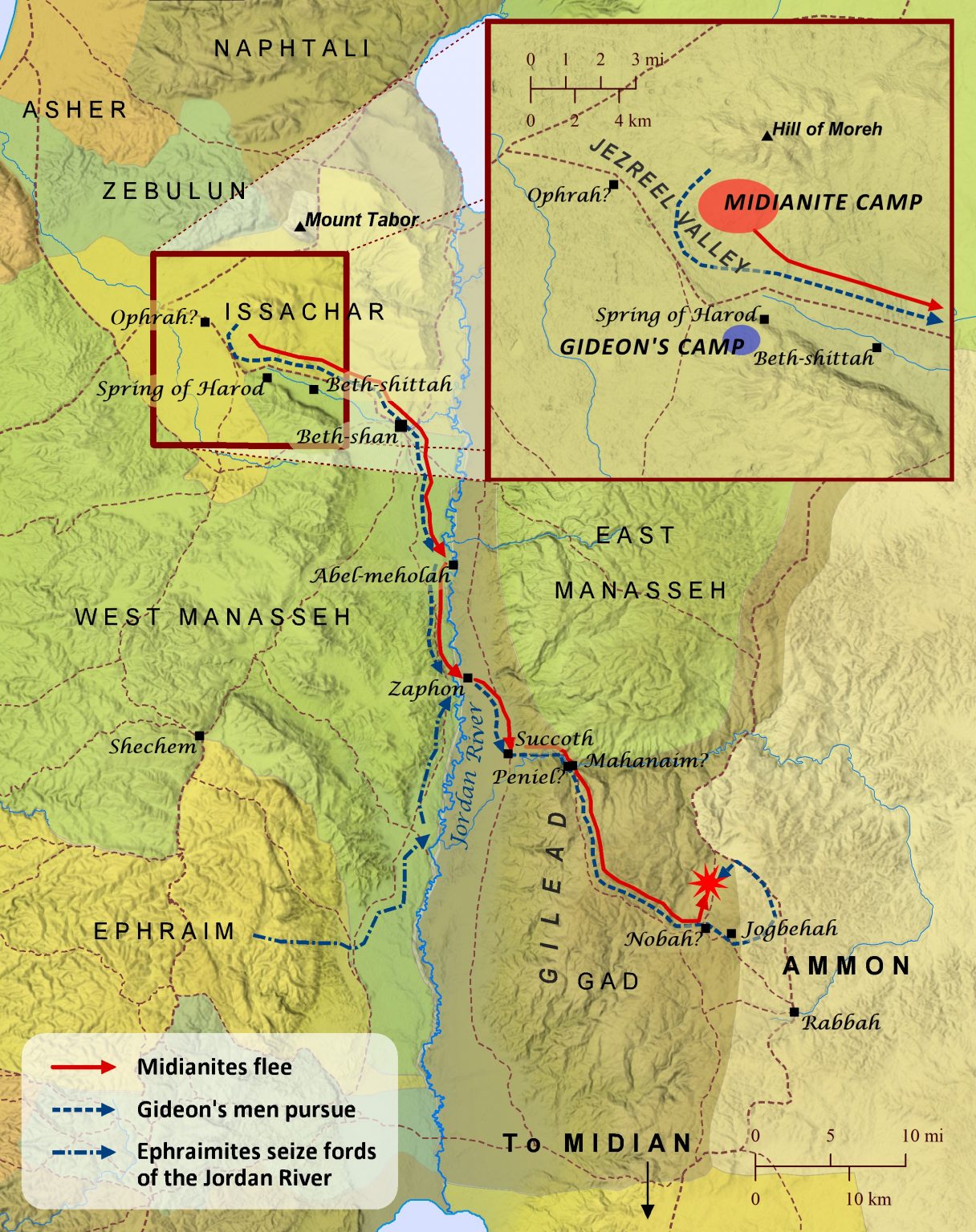 Gideon Defeats the Midianites – Bible Mapper Atlas