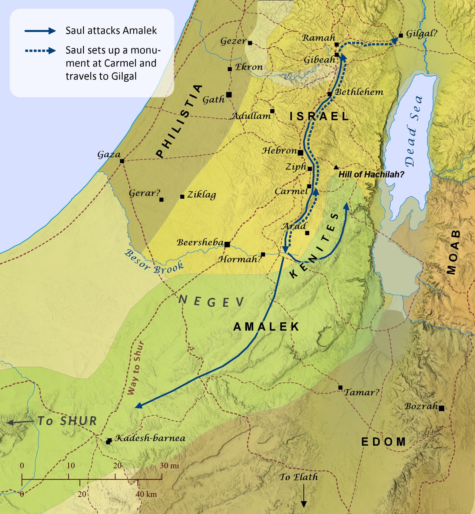 Saul Attacks the Amalekites – Bible Mapper Atlas