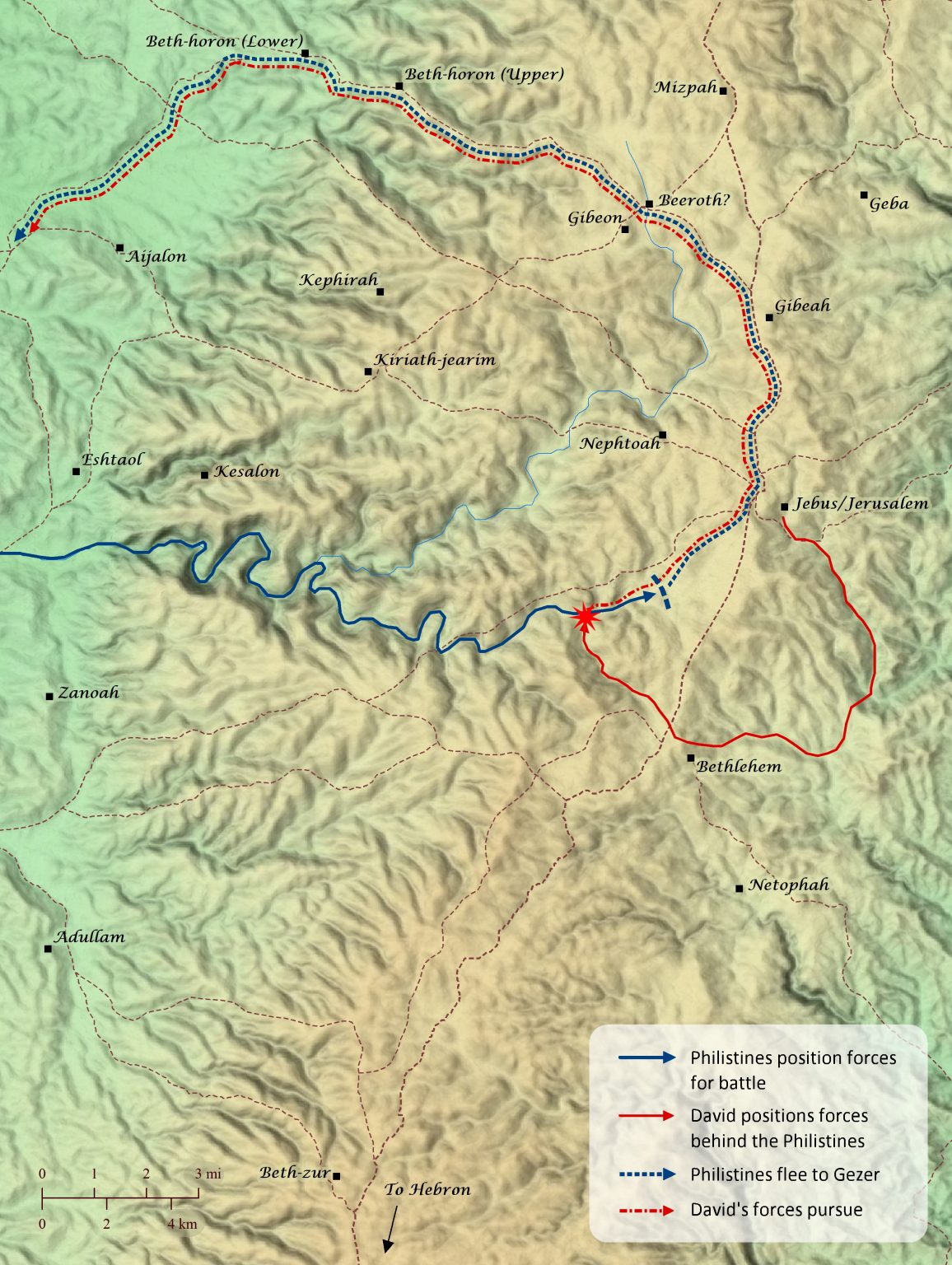 David Defeats the Philistines in the Valley of Rephaim – Bible Mapper Atlas