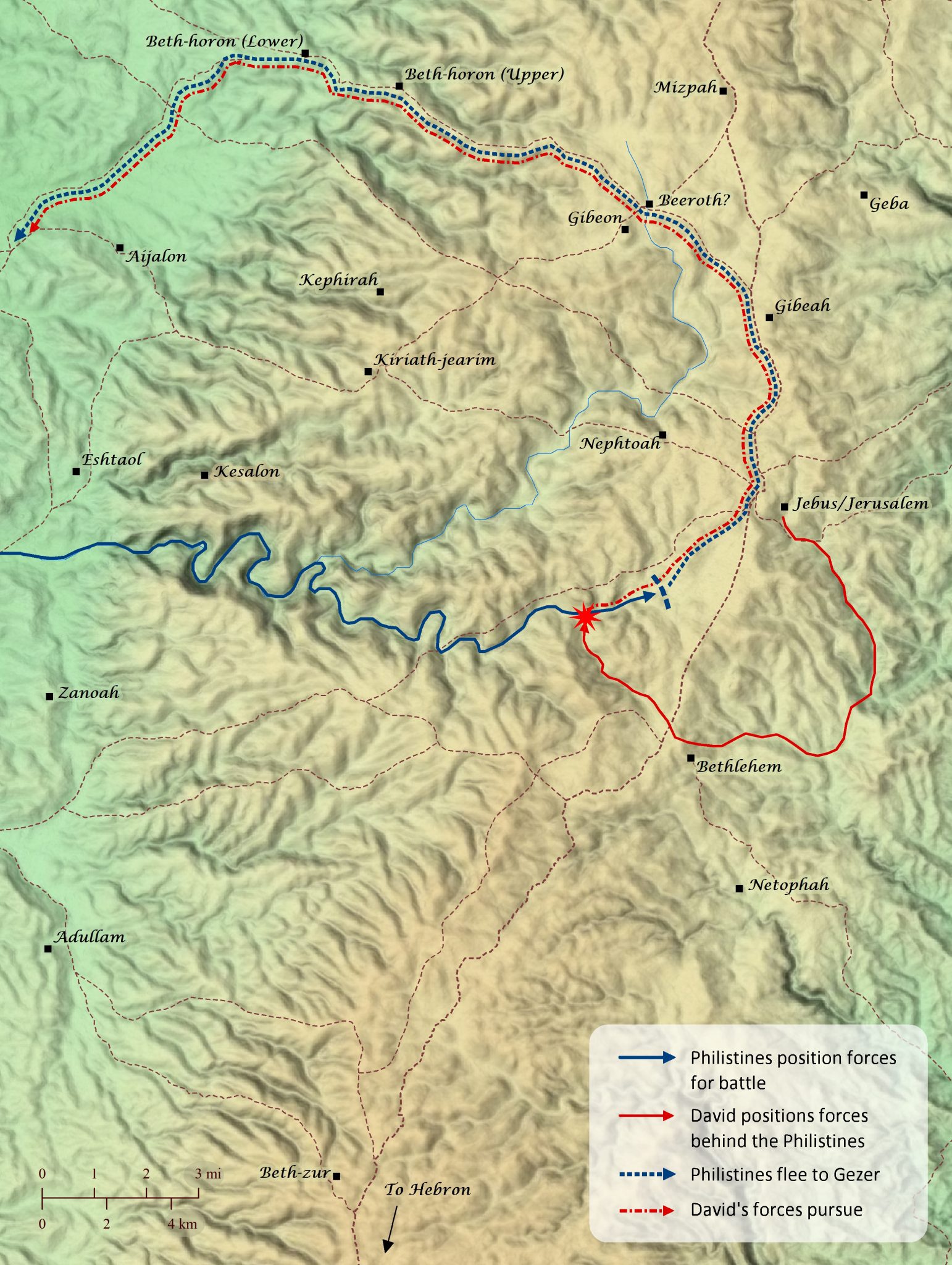 David Defeats the Philistines in the Valley of Rephaim – Bible Mapper Atlas
