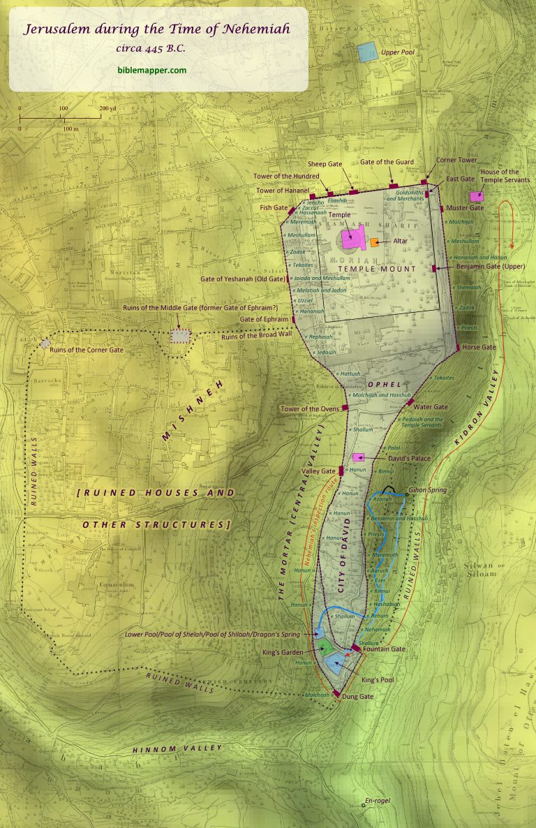 Poster Map of Jerusalem during the Time of Nehemiah, circa 445 B.C ...