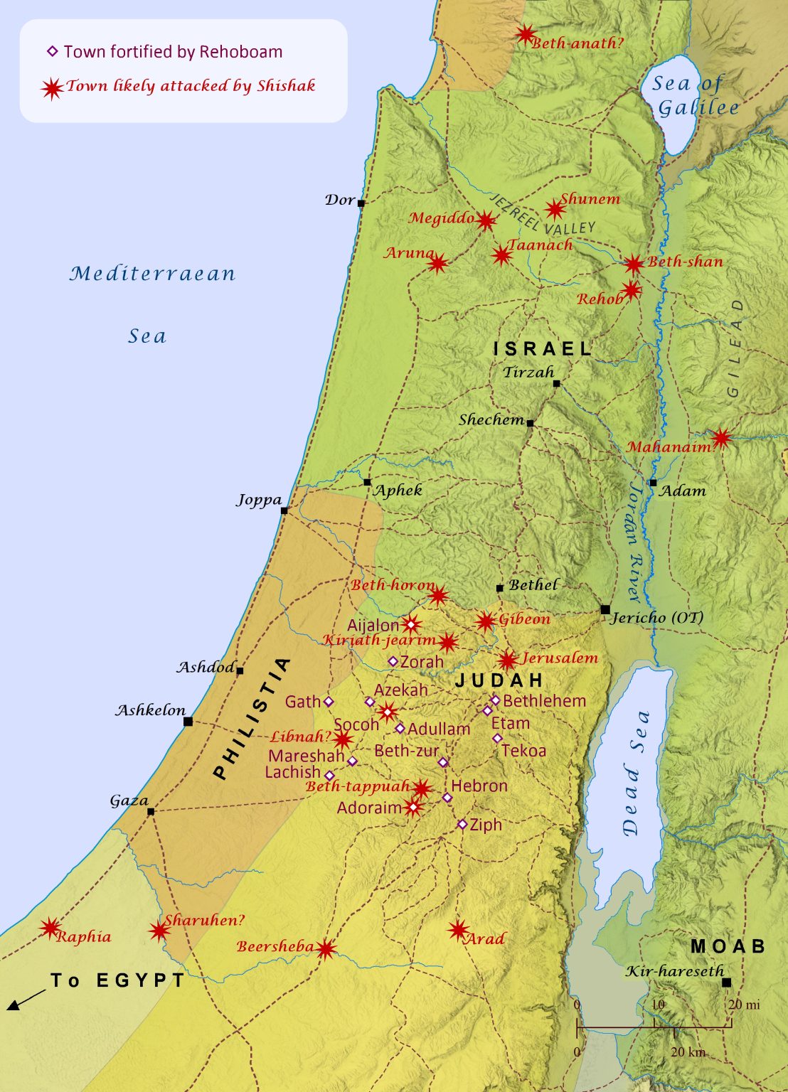 Shishak Attacks Israel and Judah – Bible Mapper Atlas