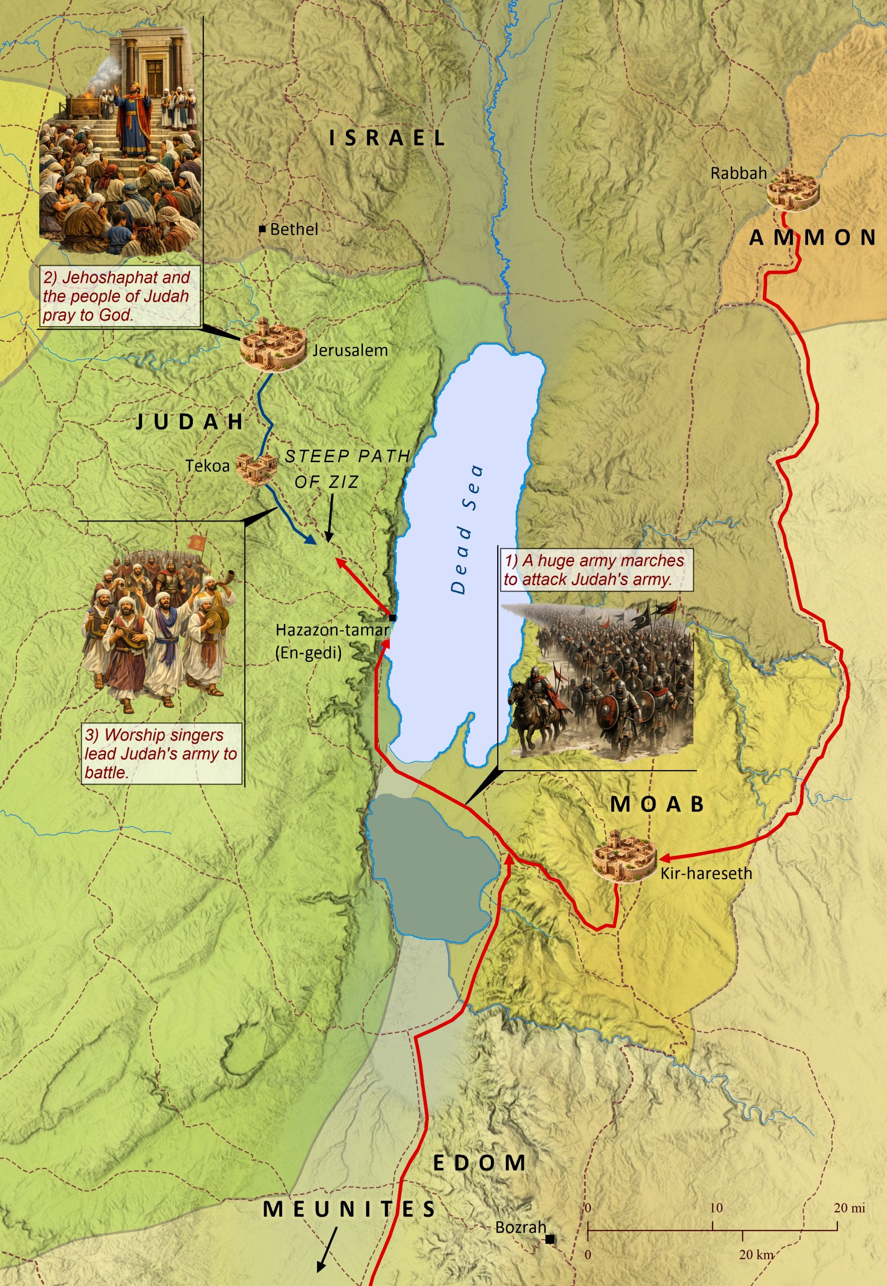 Jehoshaphat Prays to God When He Is Afraid – Bible Mapper, Jr.